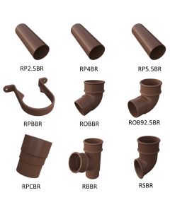 GBP Brown Round Gutter and Downpipe - Half Round Gutter and Downpipe ...