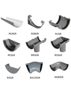GBP Grey Round Gutter and Downpipe - Half Round Gutter and Downpipe ...