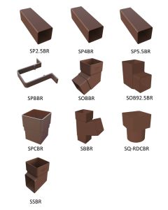 GBP Brown Plastic 114mm Square Gutter and Square 65mm Downpipe ...